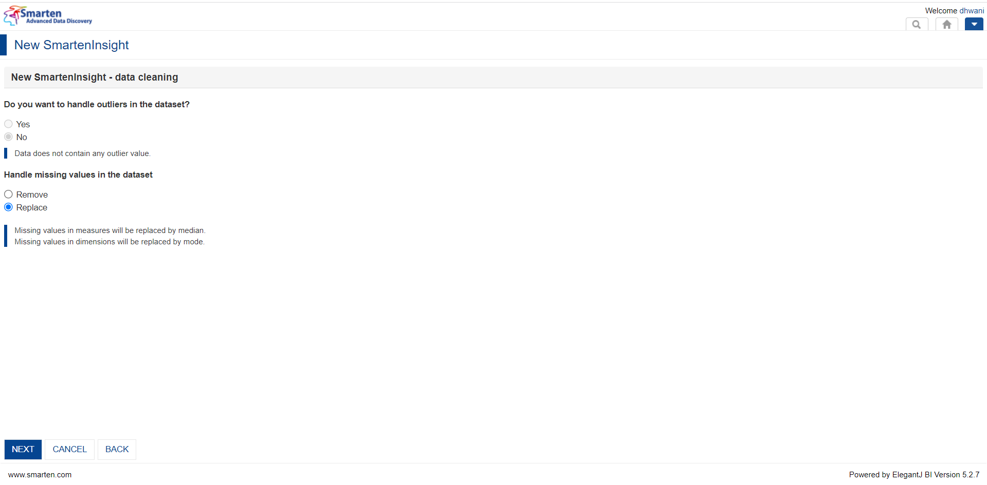 Handling Missing Values using Smarten Augmented Analytics
